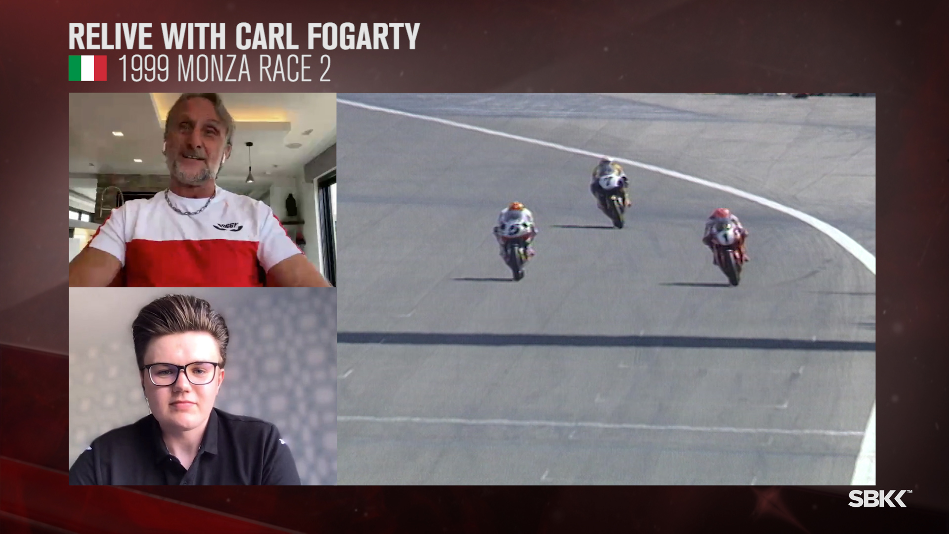 Watch Carl Fogarty commentates on historic win at Monza in Race 2, 1999 ...